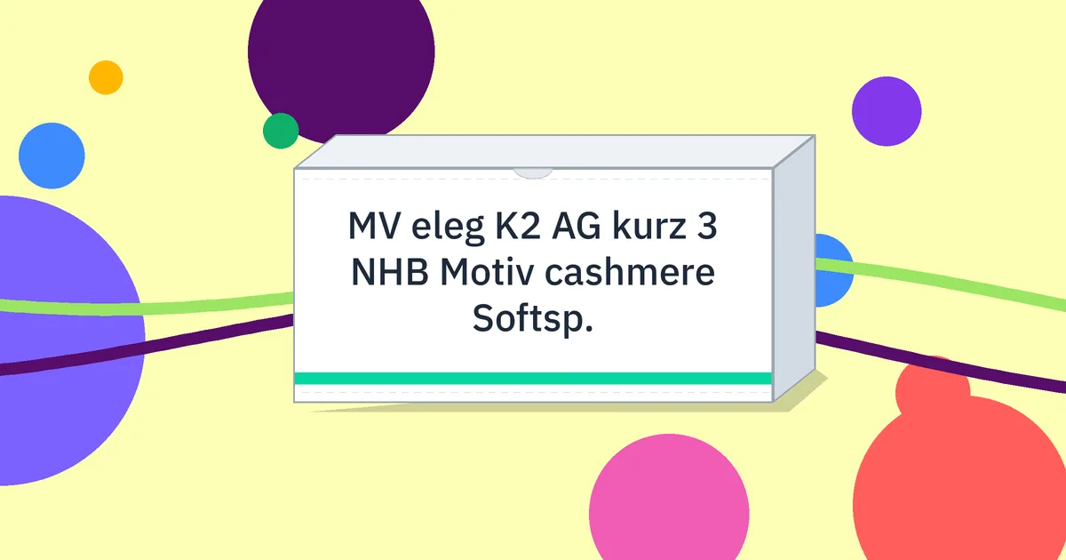 Symbolbild: Packung mit der Aufschrift MV eleg K2 AG kurz 3 NHB Motiv cashmere Softsp. (PZN 15707679) – Verfügbarkeit und Bezug in Apotheken in Frankfurt am Main