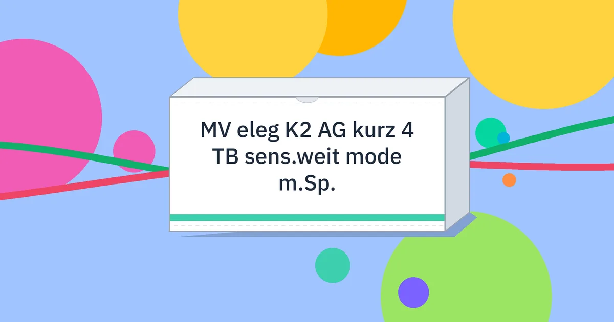 Symbolbild: Packung mit der Aufschrift MV eleg K2 AG kurz 4 TB sens.weit mode m.Sp. (PZN 09863286) – Verfügbarkeit und Bezug in Apotheken in Frankfurt am Main