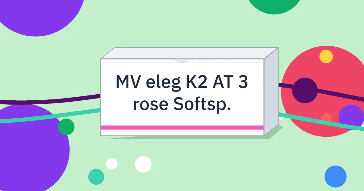Symbolbild: Packung mit der Aufschrift MV eleg K2 AT 3 rose Softsp. (PZN 15286829) – Verfügbarkeit und Bezug in Apotheken in Frankfurt am Main