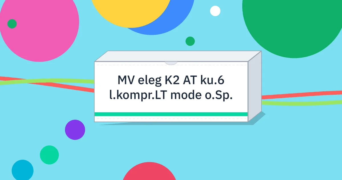 Symbolbild: Packung mit der Aufschrift MV eleg K2 AT ku.6 l.kompr.LT mode o.Sp. (PZN 06189837) – Verfügbarkeit und Bezug in Apotheken in Frankfurt am Main