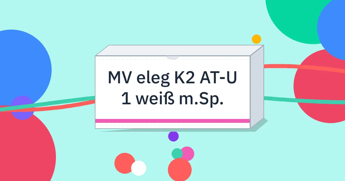 Symbolbild: Packung mit der Aufschrift MV eleg K2 AT-U 1 weiß m.Sp. (PZN 00314402) – Verfügbarkeit und Bezug in Apotheken in Frankfurt am Main