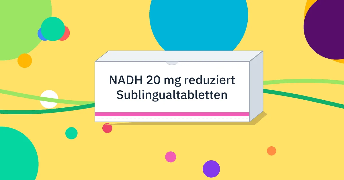 Symbolbild: Packung mit der Aufschrift NADH 20 mg reduziert Sublingualtabletten (PZN 15245902) – Verfügbarkeit und Bezug in Apotheken in Frankfurt am Main