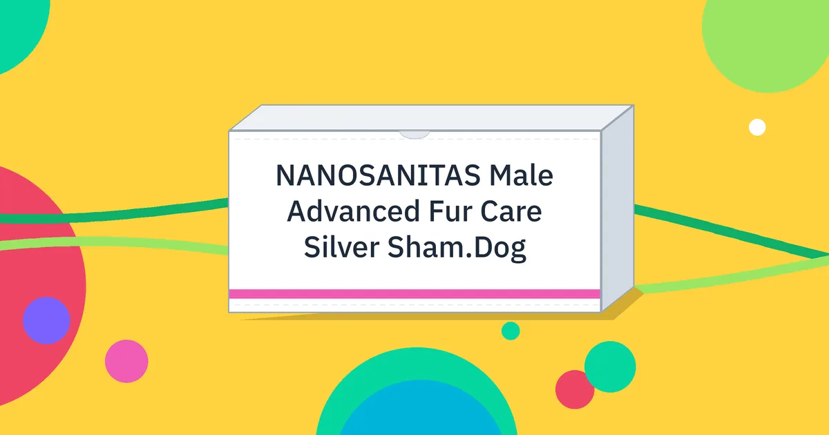 Symbolbild: Packung mit der Aufschrift NANOSANITAS Male Advanced Fur Care Silver Sham.Dog (PZN 19195963) – Verfügbarkeit und Bezug in Apotheken in Frankfurt am Main
