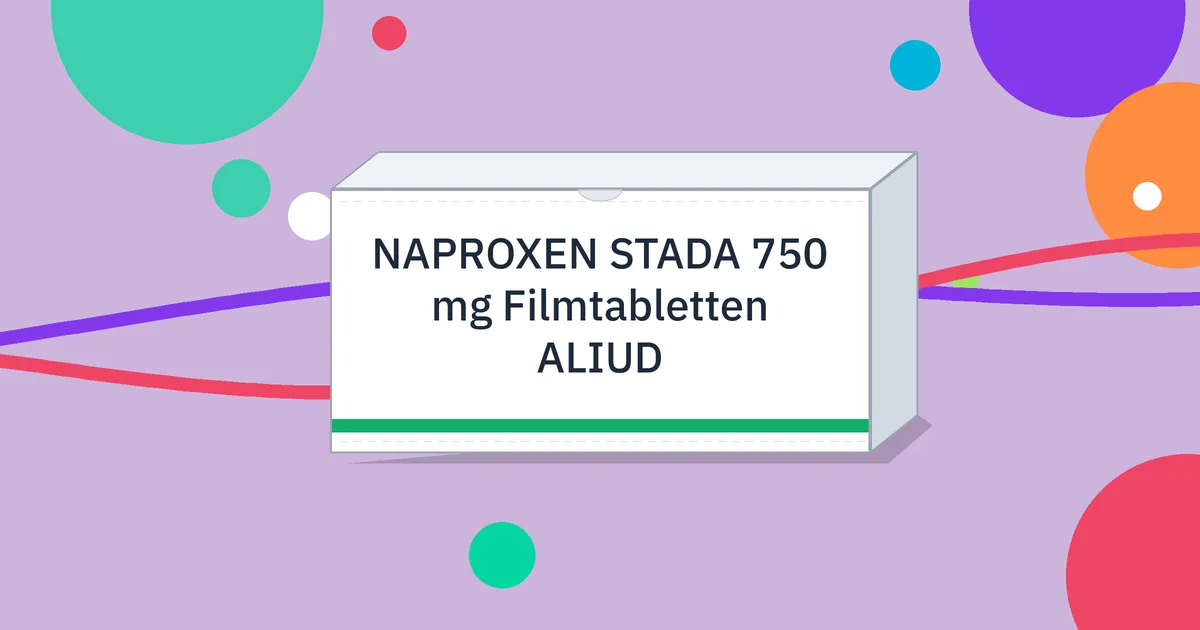 Symbolbild: Packung mit der Aufschrift NAPROXEN STADA 750 mg Filmtabletten ALIUD (PZN 11160391) – Verfügbarkeit und Bezug in Apotheken in Frankfurt am Main