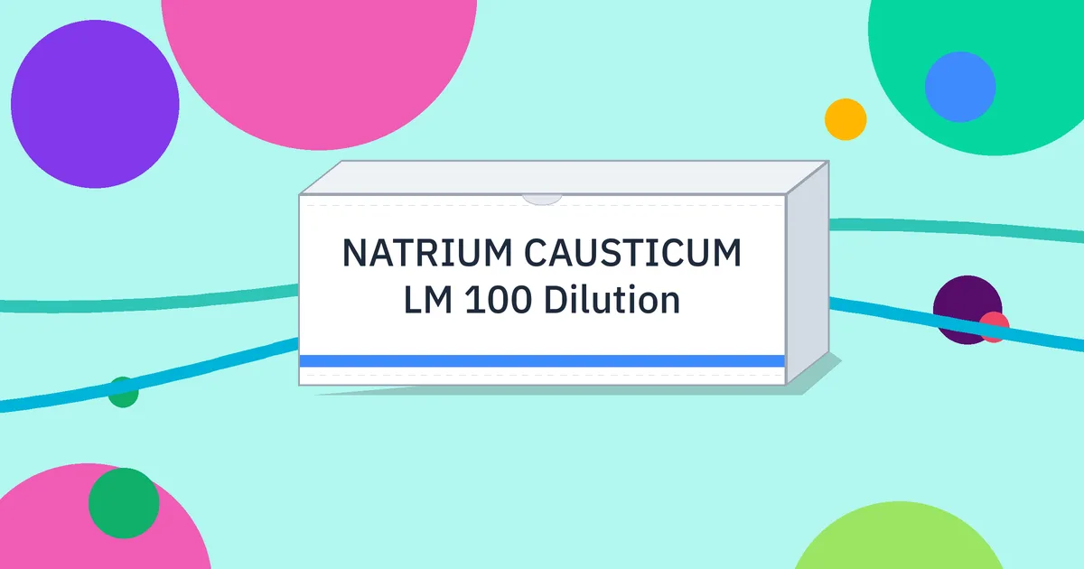 Symbolbild: Packung mit der Aufschrift NATRIUM CAUSTICUM LM 100 Dilution (PZN 12962307) – Verfügbarkeit und Bezug in Apotheken in Frankfurt am Main