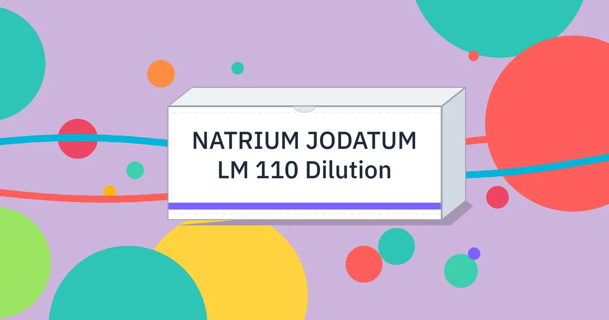 Symbolbild: Packung mit der Aufschrift NATRIUM JODATUM LM 110 Dilution (PZN 12964648) – Verfügbarkeit und Bezug in Apotheken in Frankfurt am Main