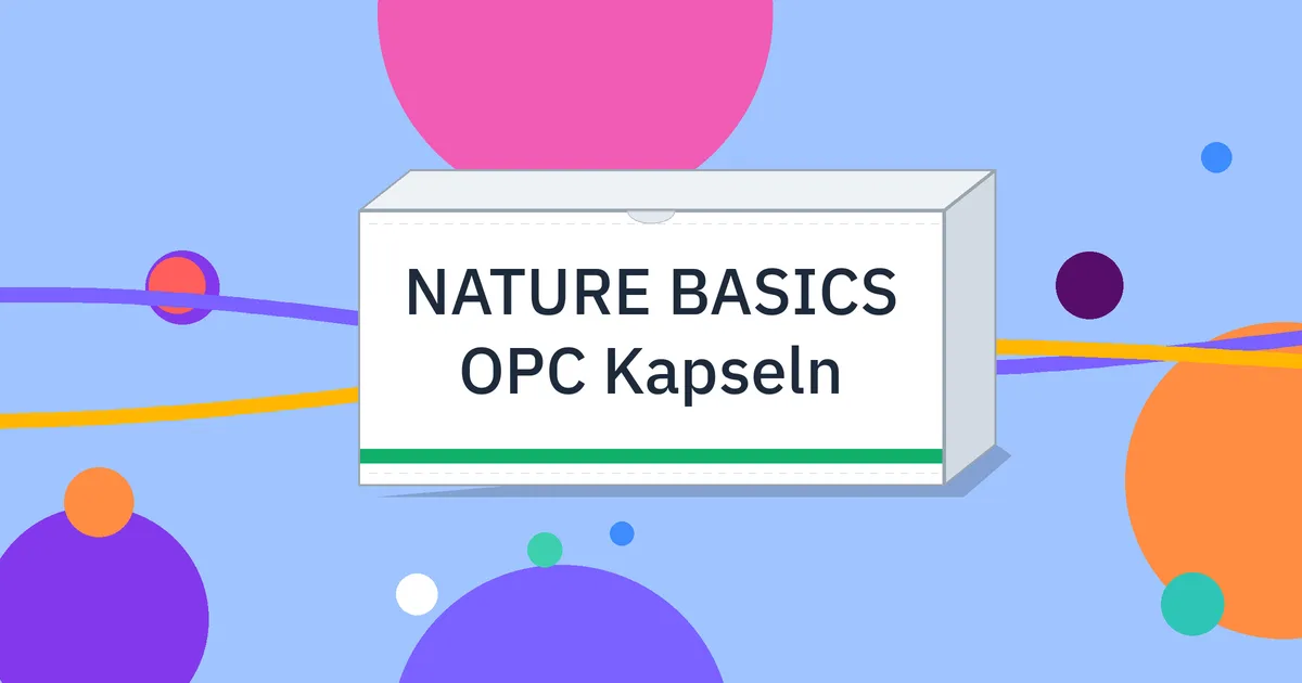 Symbolbild: Packung mit der Aufschrift NATURE BASICS OPC Kapseln (PZN 17613876) – Verfügbarkeit und Bezug in Apotheken in Frankfurt am Main