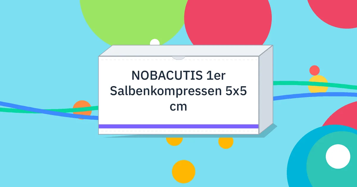 Symbolbild: Packung mit der Aufschrift NOBACUTIS 1er Salbenkompressen 5x5 cm (PZN 09511920) – Verfügbarkeit und Bezug in Apotheken in Frankfurt am Main