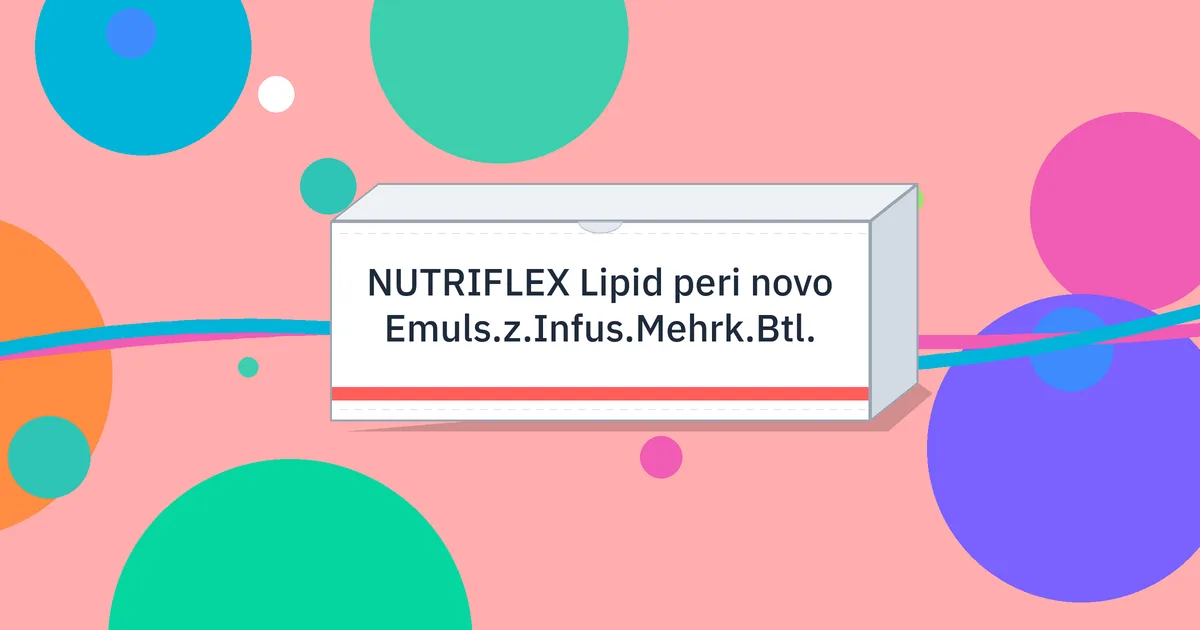 Symbolbild: Packung mit der Aufschrift NUTRIFLEX Lipid peri novo Emuls.z.Infus.Mehrk.Btl. (PZN 20646299) – Verfügbarkeit und Bezug in Apotheken in Frankfurt am Main