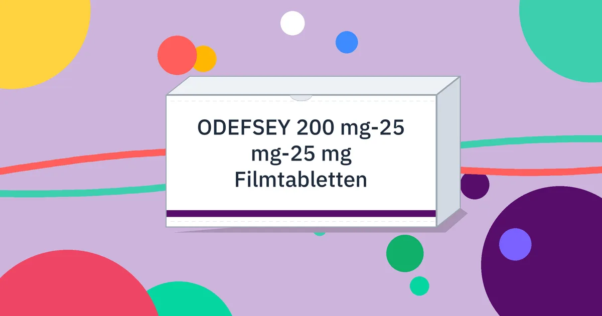 Symbolbild: Packung mit der Aufschrift ODEFSEY 200 mg-25 mg-25 mg Filmtabletten (PZN 13651578) – Verfügbarkeit und Bezug in Apotheken in Frankfurt am Main