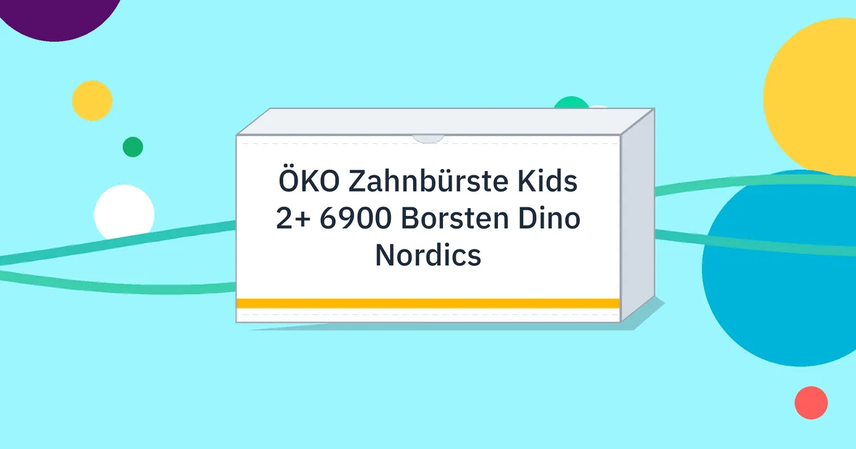 Symbolbild: Packung mit der Aufschrift ÖKO Zahnbürste Kids 2+ 6900 Borsten Dino Nordics (PZN 19513297) – Verfügbarkeit und Bezug in Apotheken in Frankfurt am Main