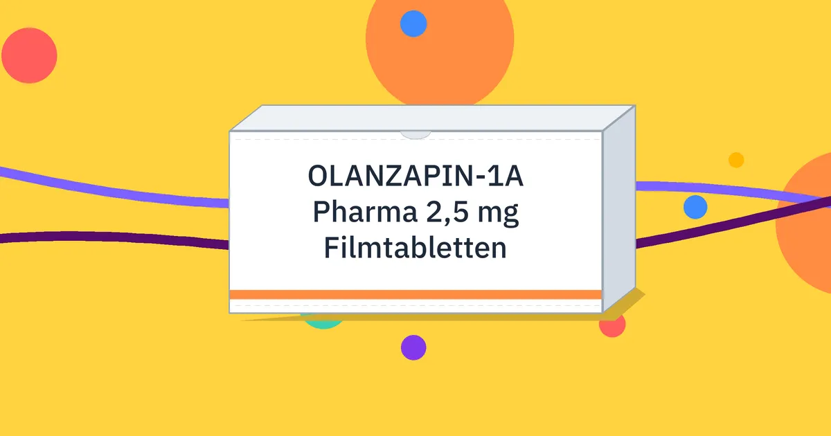 Symbolbild: Packung mit der Aufschrift OLANZAPIN-1A Pharma 2,5 mg Filmtabletten (PZN 09064131) – Verfügbarkeit und Bezug in Apotheken in Frankfurt am Main