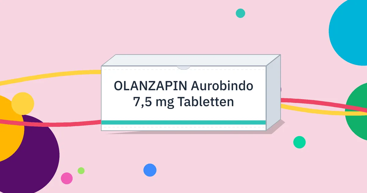 Symbolbild: Packung mit der Aufschrift OLANZAPIN Aurobindo 7,5 mg Tabletten (PZN 09618227) – Verfügbarkeit und Bezug in Apotheken in Frankfurt am Main