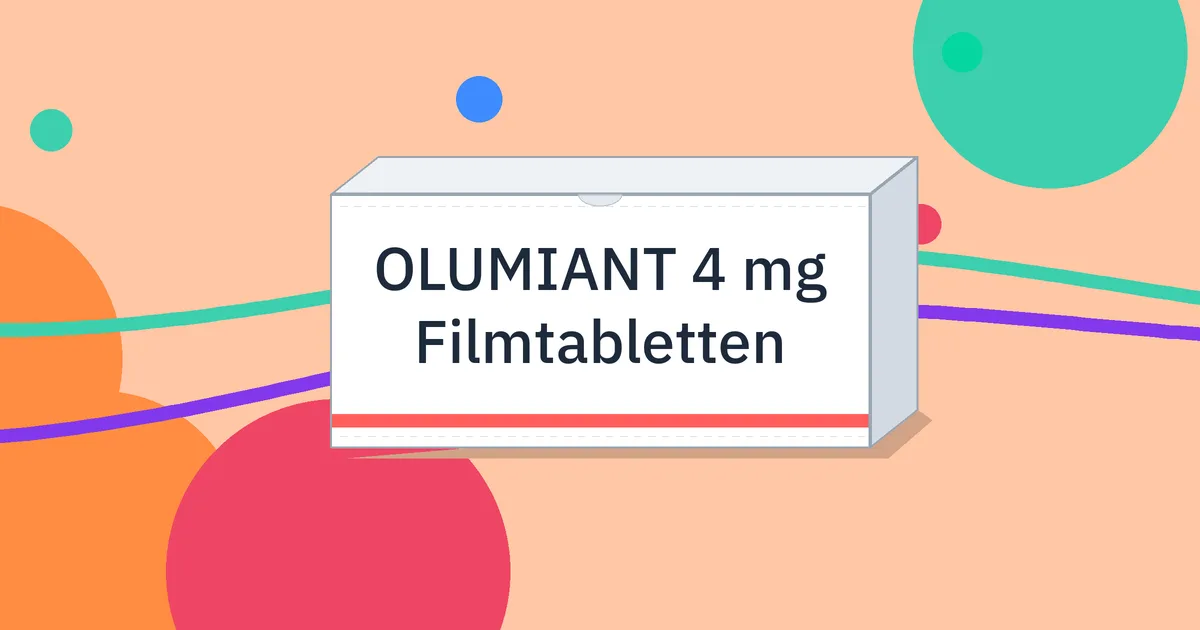 Symbolbild: Packung mit der Aufschrift OLUMIANT 4 mg Filmtabletten (PZN 14327615) – Verfügbarkeit und Bezug in Apotheken in Frankfurt am Main