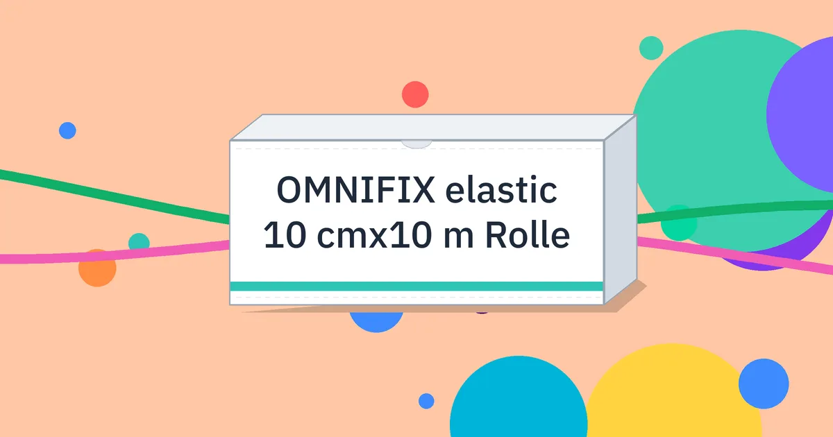 Symbolbild: Packung mit der Aufschrift OMNIFIX elastic 10 cmx10 m Rolle (PZN 14289754) – Verfügbarkeit und Bezug in Apotheken in Frankfurt am Main