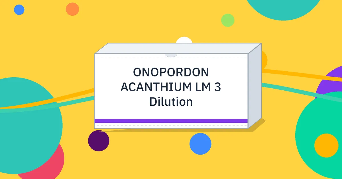 Symbolbild: Packung mit der Aufschrift ONOPORDON ACANTHIUM LM 3 Dilution (PZN 13626066) – Verfügbarkeit und Bezug in Apotheken in Frankfurt am Main