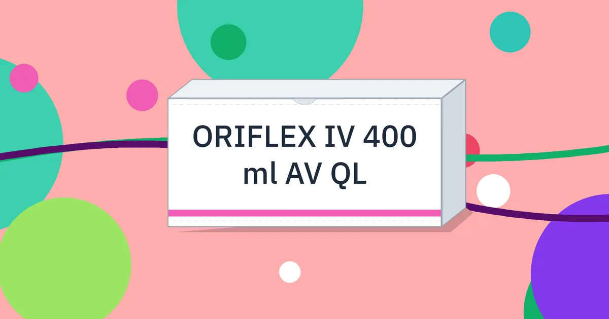 Symbolbild: Packung mit der Aufschrift ORIFLEX IV 400 ml AV QL (PZN 17485504) – Verfügbarkeit und Bezug in Apotheken in Frankfurt am Main