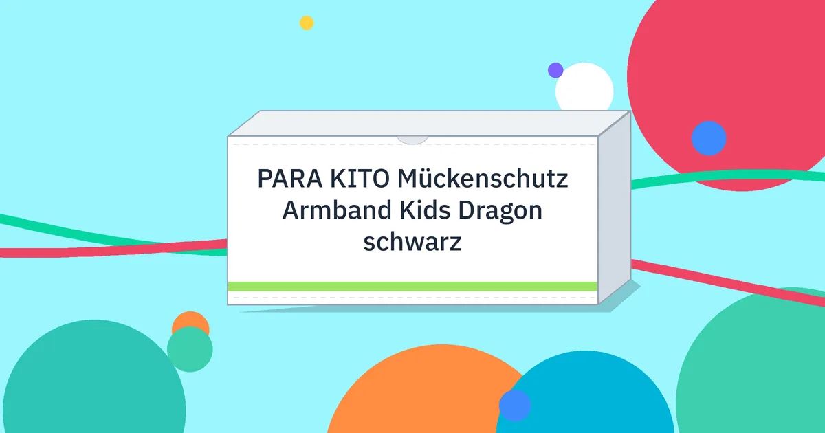 Symbolbild: Packung mit der Aufschrift PARA KITO Mückenschutz Armband Kids Dragon schwarz (PZN 19975997) – Verfügbarkeit und Bezug in Apotheken in Frankfurt am Main