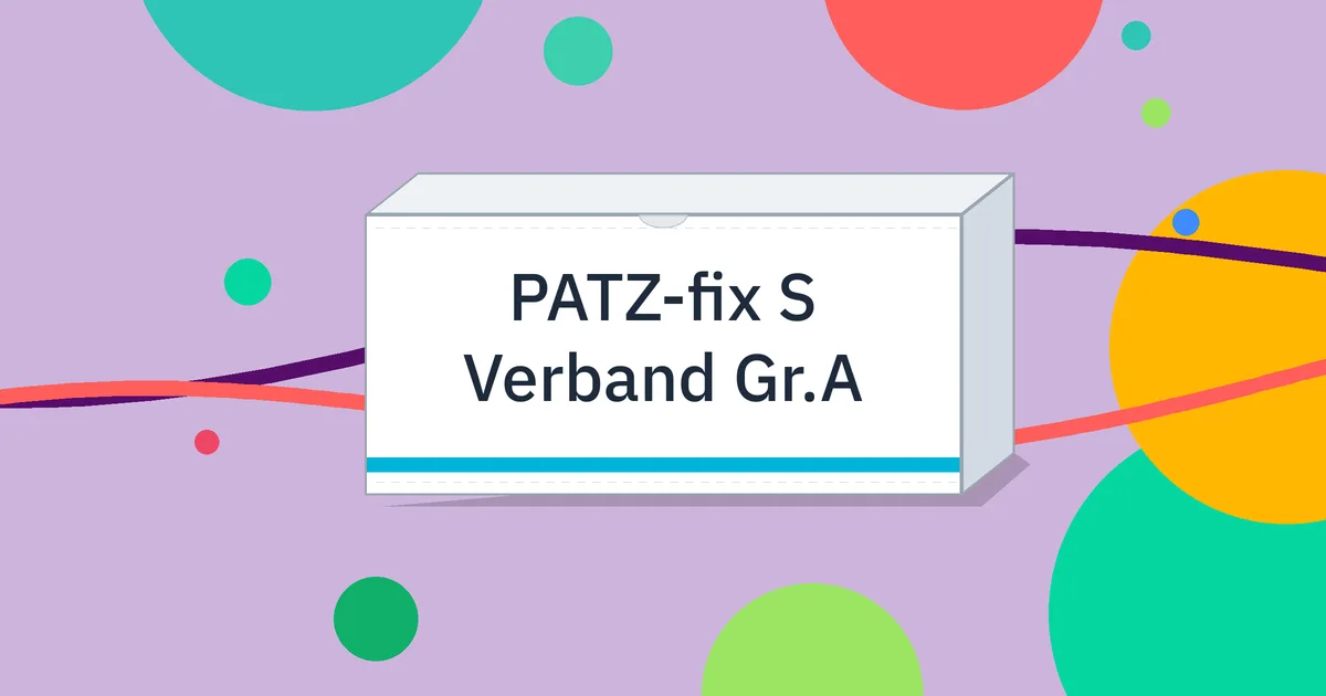 Symbolbild: Packung mit der Aufschrift PATZ-fix S Verband Gr.A (PZN 06813158) – Verfügbarkeit und Bezug in Apotheken in Frankfurt am Main