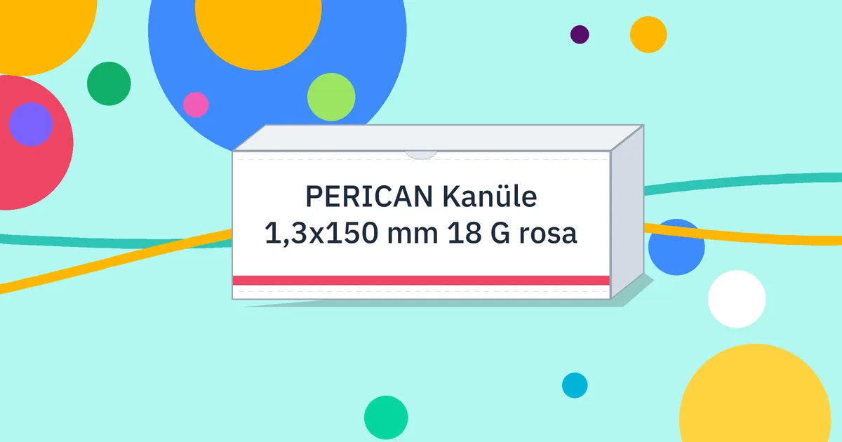 Symbolbild: Packung mit der Aufschrift PERICAN Kanüle 1,3x150 mm 18 G rosa (PZN 06849765) – Verfügbarkeit und Bezug in Apotheken in Frankfurt am Main