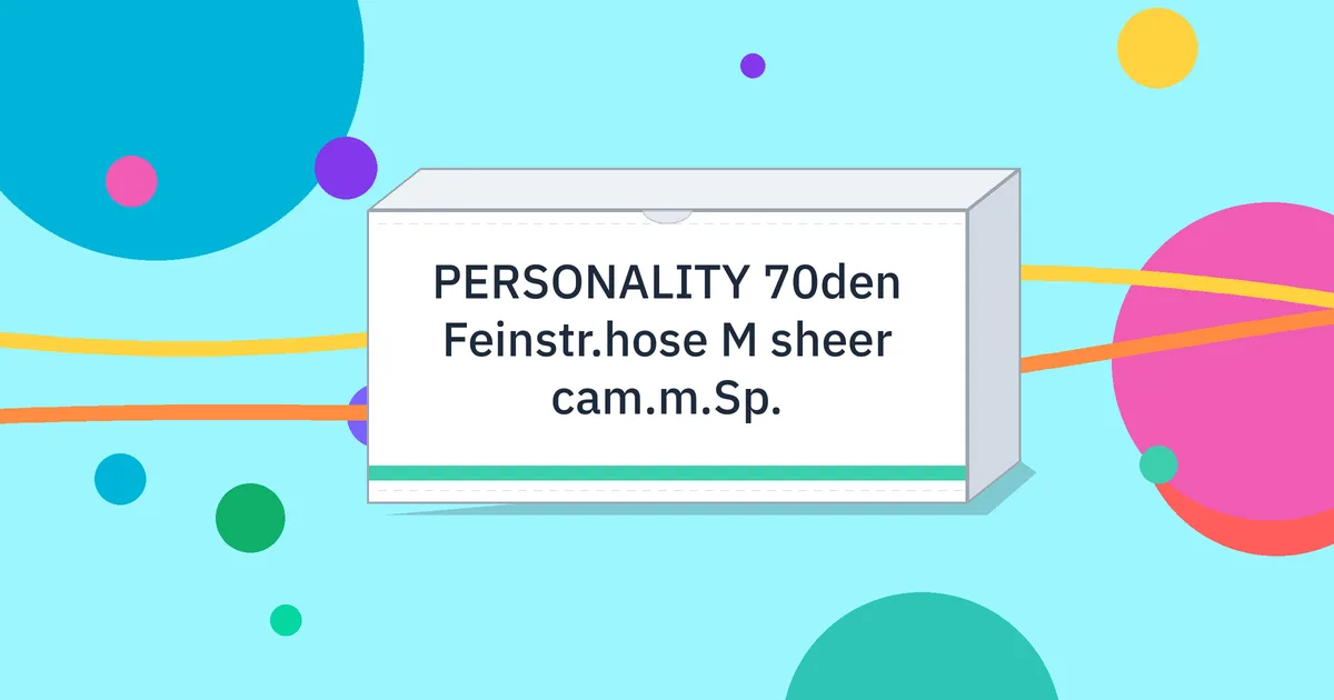 Symbolbild: Packung mit der Aufschrift PERSONALITY 70den Feinstr.hose M sheer cam.m.Sp. (PZN 16189407) – Verfügbarkeit und Bezug in Apotheken in Frankfurt am Main
