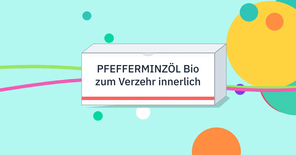 Symbolbild: Packung mit der Aufschrift PFEFFERMINZÖL Bio zum Verzehr innerlich (PZN 19366028) – Verfügbarkeit und Bezug in Apotheken in Frankfurt am Main