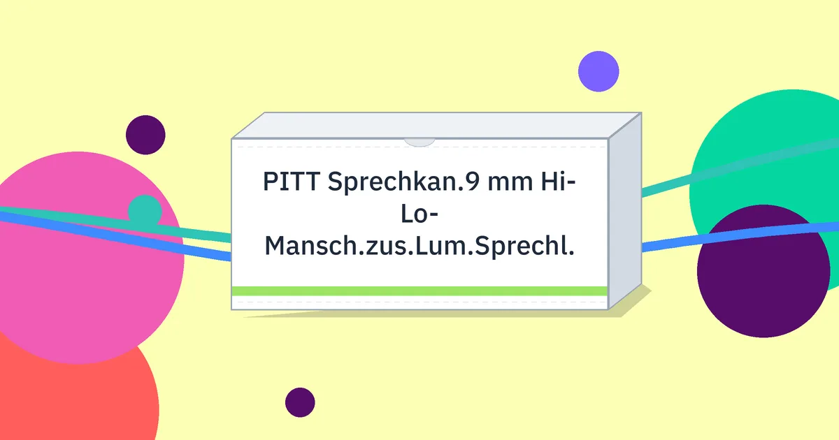 Symbolbild: Packung mit der Aufschrift PITT Sprechkan.9 mm Hi-Lo-Mansch.zus.Lum.Sprechl. (PZN 03380032) – Verfügbarkeit und Bezug in Apotheken in Frankfurt am Main