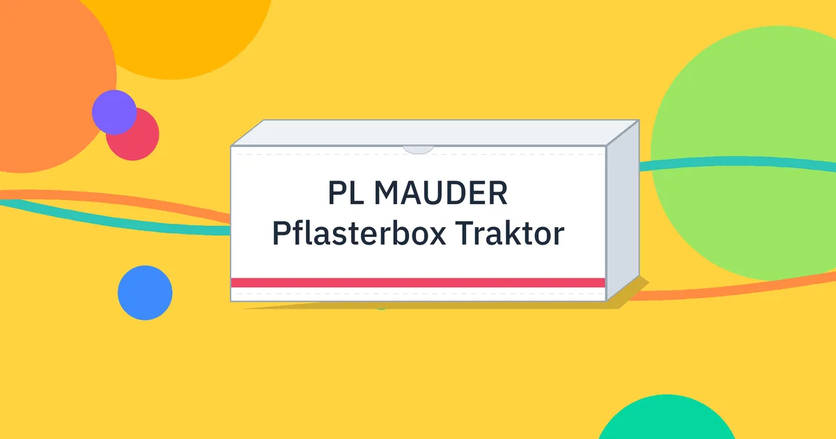 Symbolbild: Packung mit der Aufschrift PL MAUDER Pflasterbox Traktor (PZN 19850072) – Verfügbarkeit und Bezug in Apotheken in Frankfurt am Main