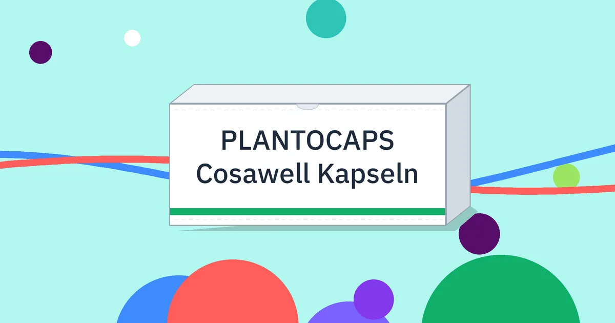 Symbolbild: Packung mit der Aufschrift PLANTOCAPS Cosawell Kapseln (PZN 18025503) – Verfügbarkeit und Bezug in Apotheken in Frankfurt am Main