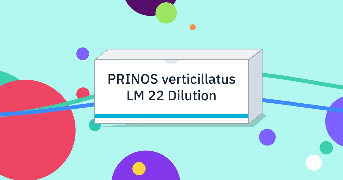 Symbolbild: Packung mit der Aufschrift PRINOS verticillatus LM 22 Dilution (PZN 13668076) – Verfügbarkeit und Bezug in Apotheken in Frankfurt am Main