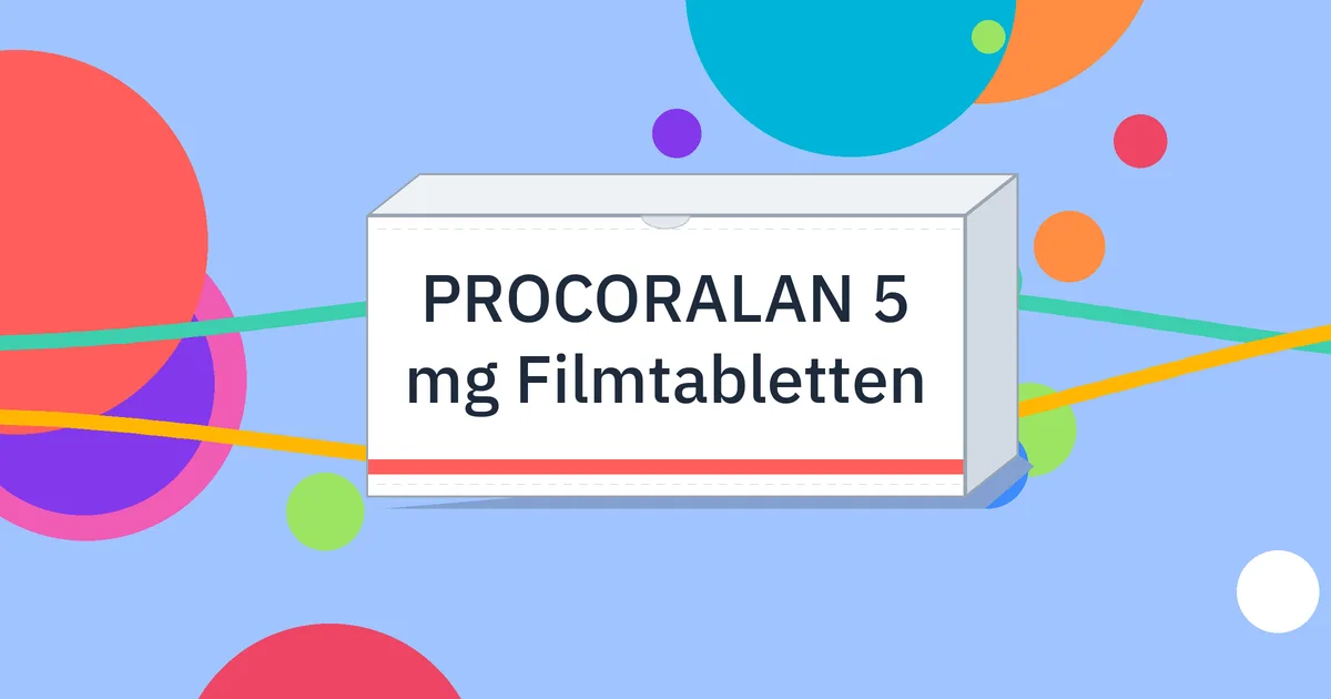 Symbolbild: Packung mit der Aufschrift PROCORALAN 5 mg Filmtabletten (PZN 17421421) – Verfügbarkeit und Bezug in Apotheken in Frankfurt am Main