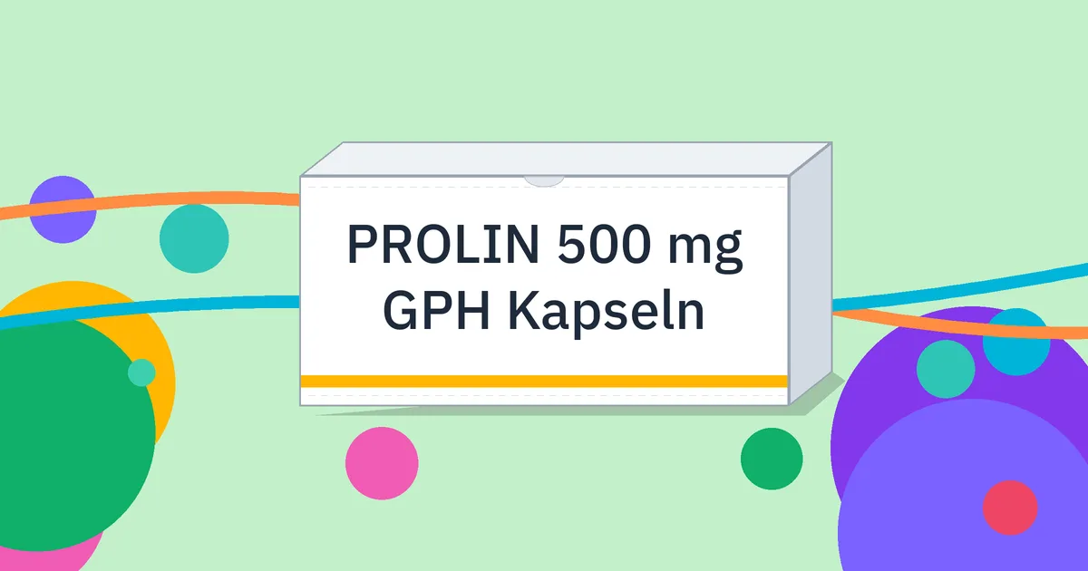 Symbolbild: Packung mit der Aufschrift PROLIN 500 mg GPH Kapseln (PZN 00128591) – Verfügbarkeit und Bezug in Apotheken in Frankfurt am Main