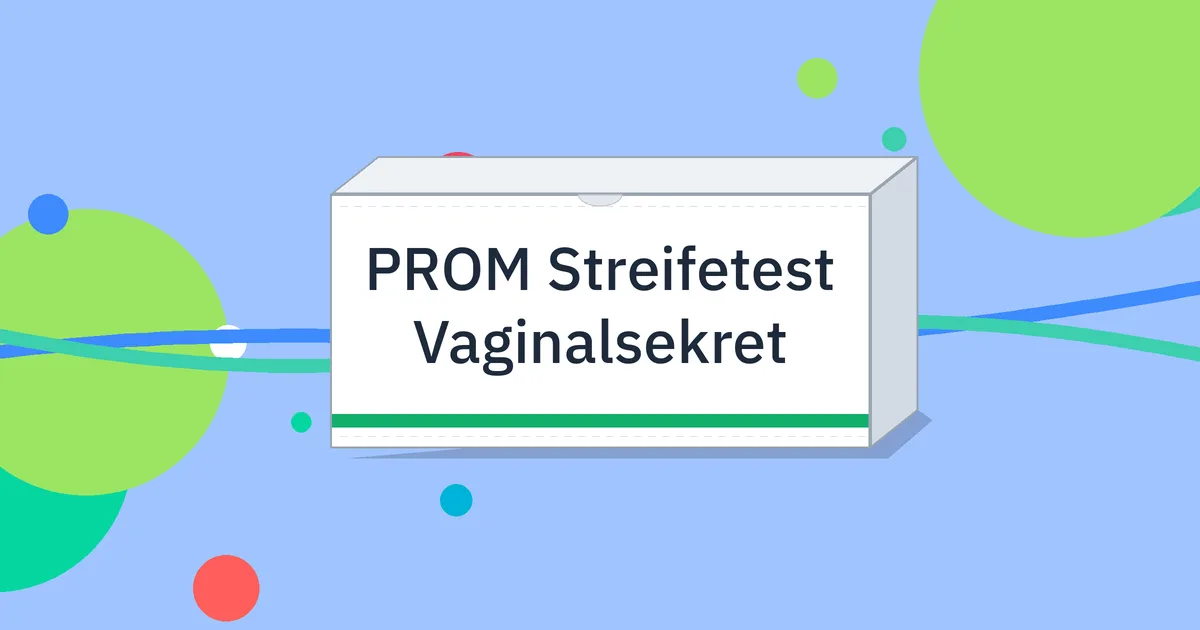 Symbolbild: Packung mit der Aufschrift PROM Streifetest Vaginalsekret (PZN 16332589) – Verfügbarkeit und Bezug in Apotheken in Frankfurt am Main