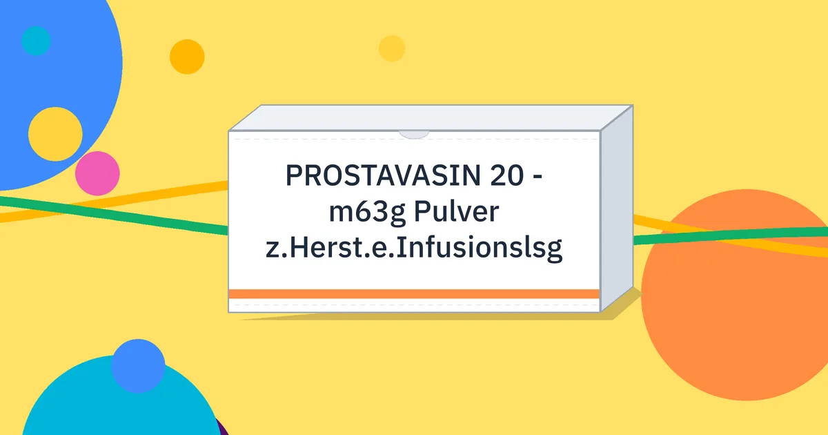 Symbolbild: Packung mit der Aufschrift PROSTAVASIN 20 -m63g Pulver z.Herst.e.Infusionslsg (PZN 06571666) – Verfügbarkeit und Bezug in Apotheken in Frankfurt am Main