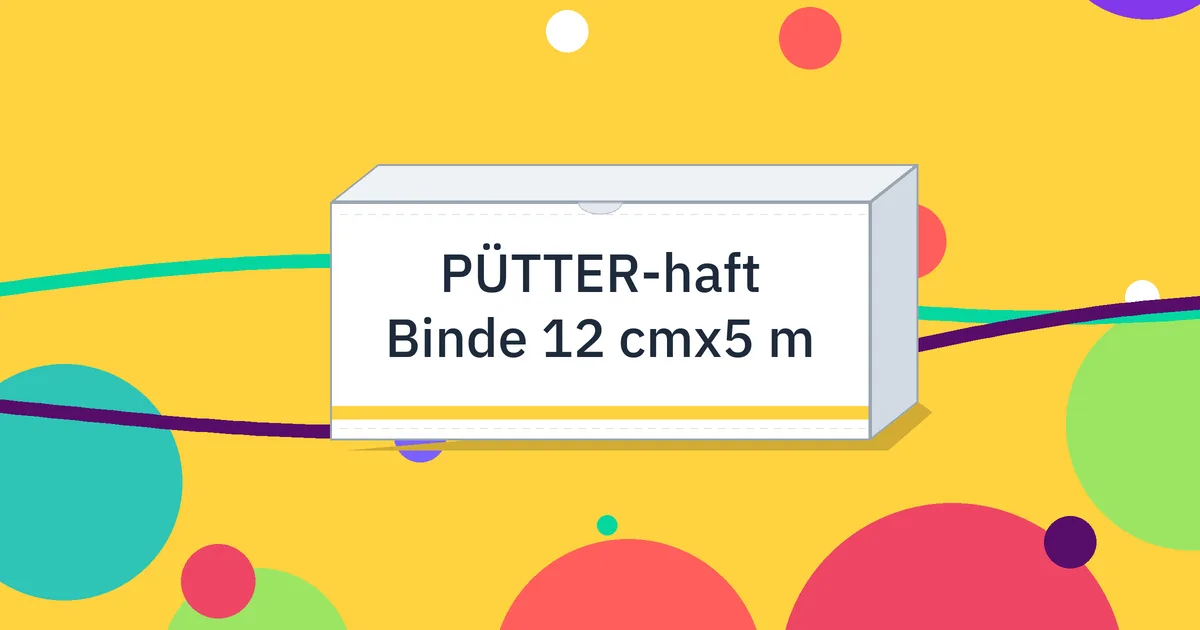 Symbolbild: Packung mit der Aufschrift PÜTTER-haft Binde 12 cmx5 m (PZN 11319420) – Verfügbarkeit und Bezug in Apotheken in Frankfurt am Main