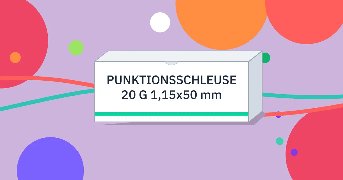 Symbolbild: Packung mit der Aufschrift PUNKTIONSSCHLEUSE 20 G 1,15x50 mm (PZN 20085659) – Verfügbarkeit und Bezug in Apotheken in Frankfurt am Main