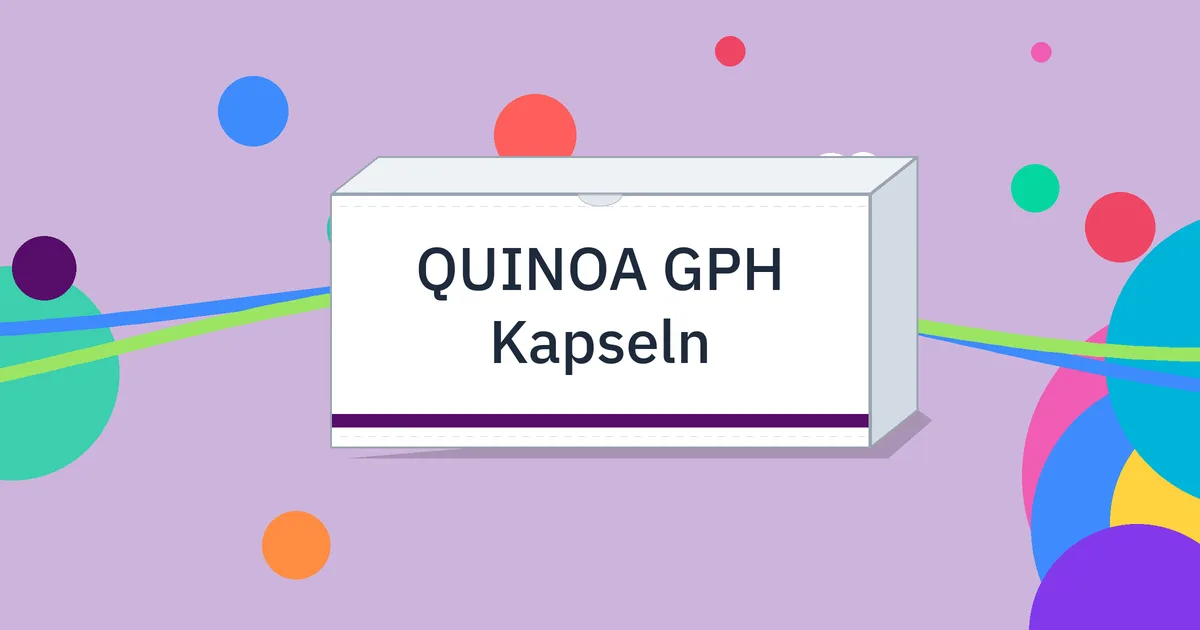 Symbolbild: Packung mit der Aufschrift QUINOA GPH Kapseln (PZN 04595935) – Verfügbarkeit und Bezug in Apotheken in Frankfurt am Main
