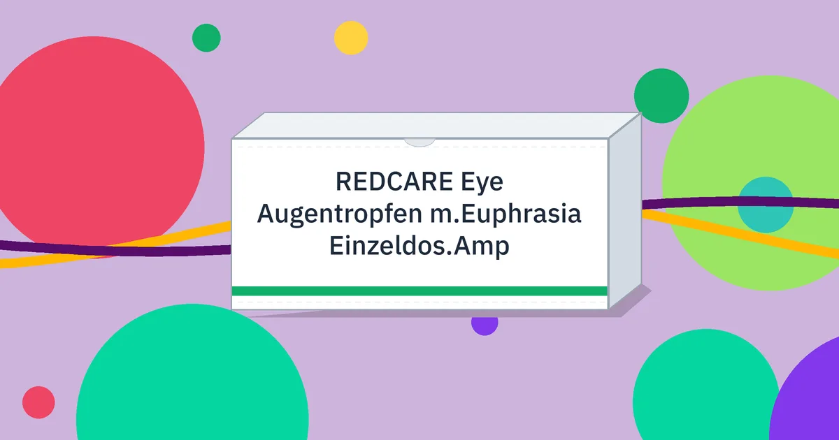 Symbolbild: Packung mit der Aufschrift REDCARE Eye Augentropfen m.Euphrasia Einzeldos.Amp (PZN 19447726) – Verfügbarkeit und Bezug in Apotheken in Frankfurt am Main