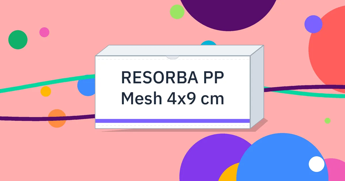 Symbolbild: Packung mit der Aufschrift RESORBA PP Mesh 4x9 cm (PZN 17538488) – Verfügbarkeit und Bezug in Apotheken in Frankfurt am Main