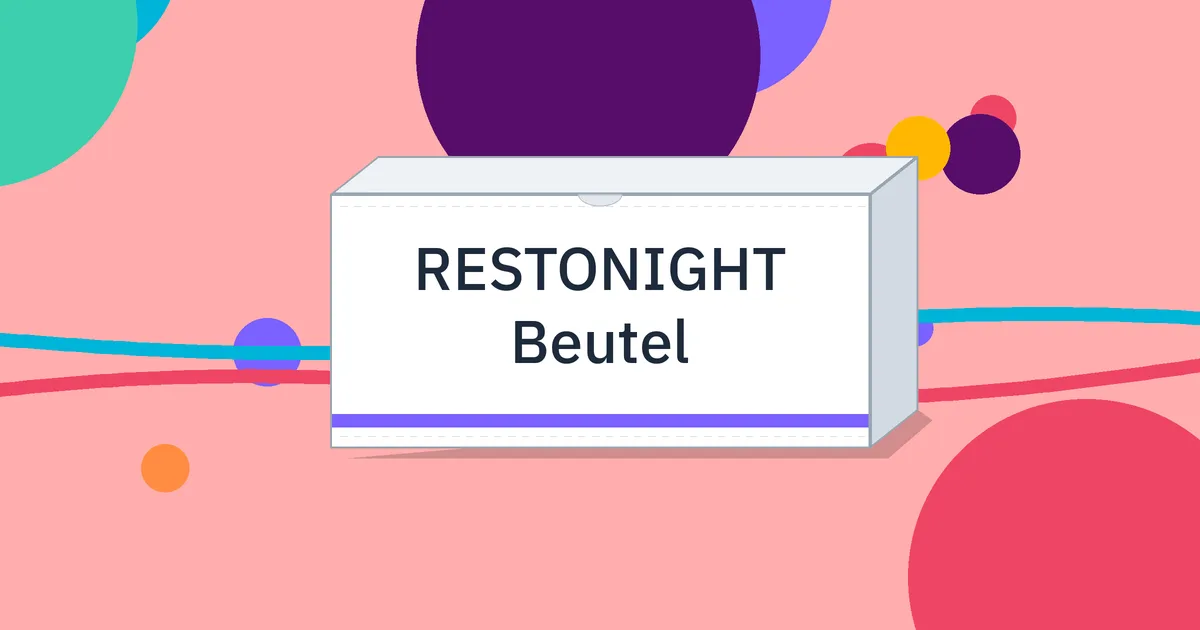 Symbolbild: Packung mit der Aufschrift RESTONIGHT Beutel (PZN 19469550) – Verfügbarkeit und Bezug in Apotheken in Frankfurt am Main