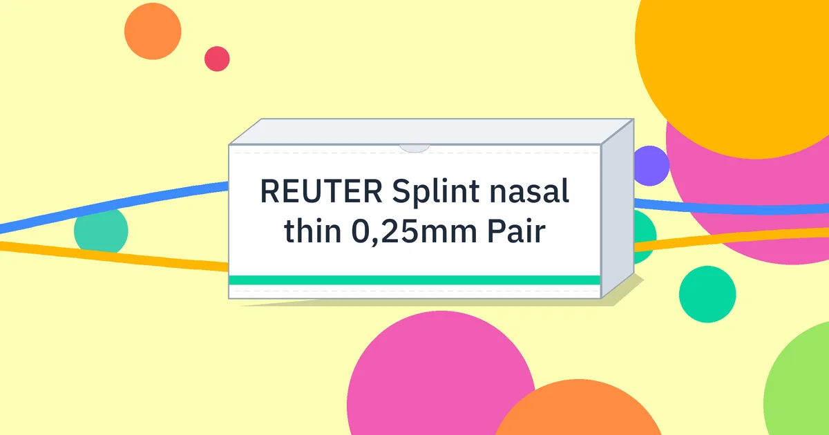 Symbolbild: Packung mit der Aufschrift REUTER Splint nasal thin 0,25mm Pair (PZN 19297876) – Verfügbarkeit und Bezug in Apotheken in Frankfurt am Main