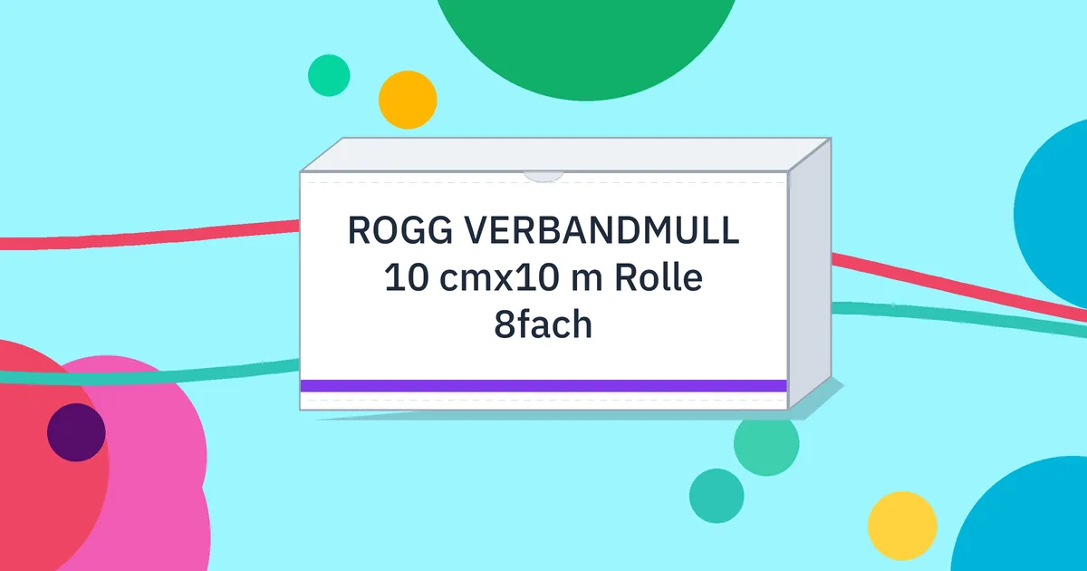 Symbolbild: Packung mit der Aufschrift ROGG VERBANDMULL 10 cmx10 m Rolle 8fach (PZN 03517034) – Verfügbarkeit und Bezug in Apotheken in Frankfurt am Main