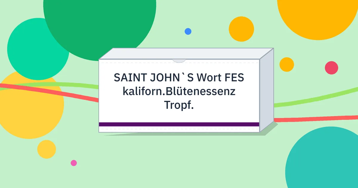 Symbolbild: Packung mit der Aufschrift SAINT JOHN`S Wort FES kaliforn.Blütenessenz Tropf. (PZN 09173877) – Verfügbarkeit und Bezug in Apotheken in Frankfurt am Main