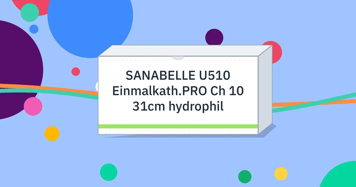 Symbolbild: Packung mit der Aufschrift SANABELLE U510 Einmalkath.PRO Ch 10 31cm hydrophil (PZN 13723504) – Verfügbarkeit und Bezug in Apotheken in Frankfurt am Main