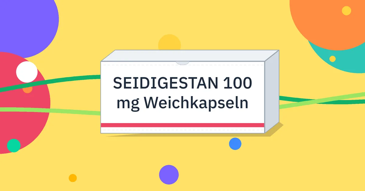 Symbolbild: Packung mit der Aufschrift SEIDIGESTAN 100 mg Weichkapseln (PZN 18783959) – Verfügbarkeit und Bezug in Apotheken in Frankfurt am Main