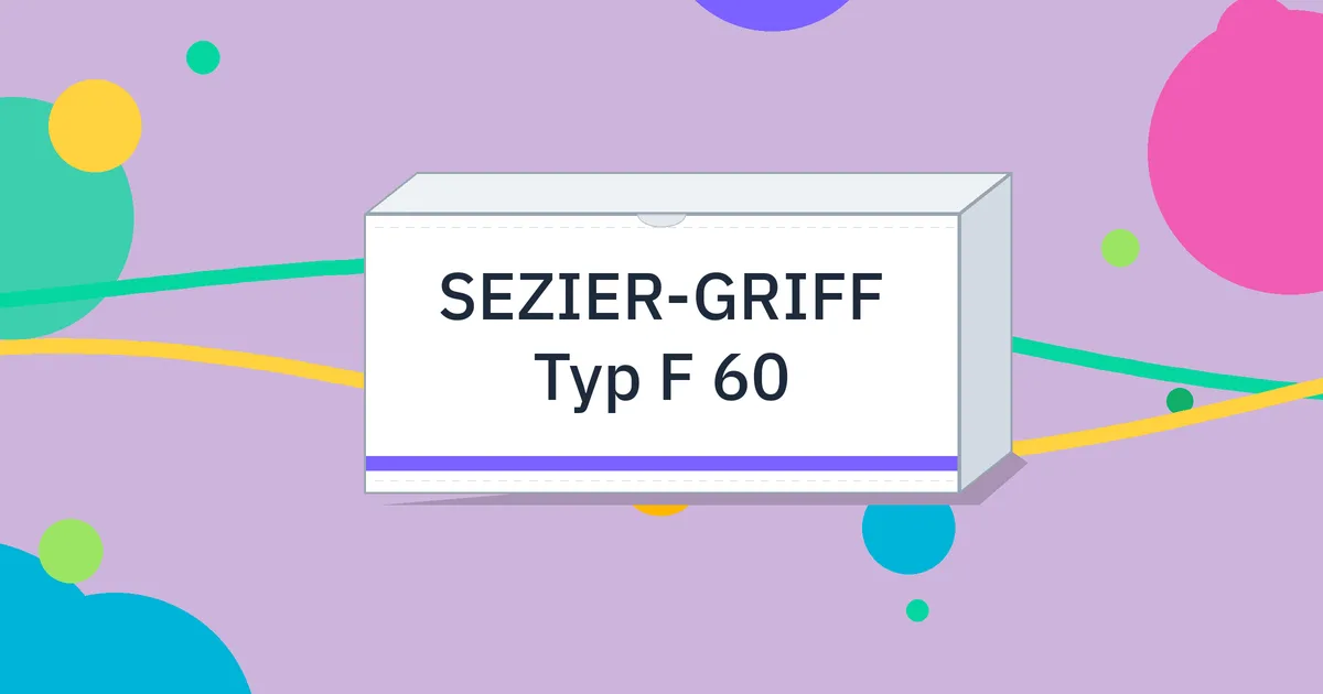 Symbolbild: Packung mit der Aufschrift SEZIER-GRIFF Typ F 60 (PZN 06976297) – Verfügbarkeit und Bezug in Apotheken in Frankfurt am Main