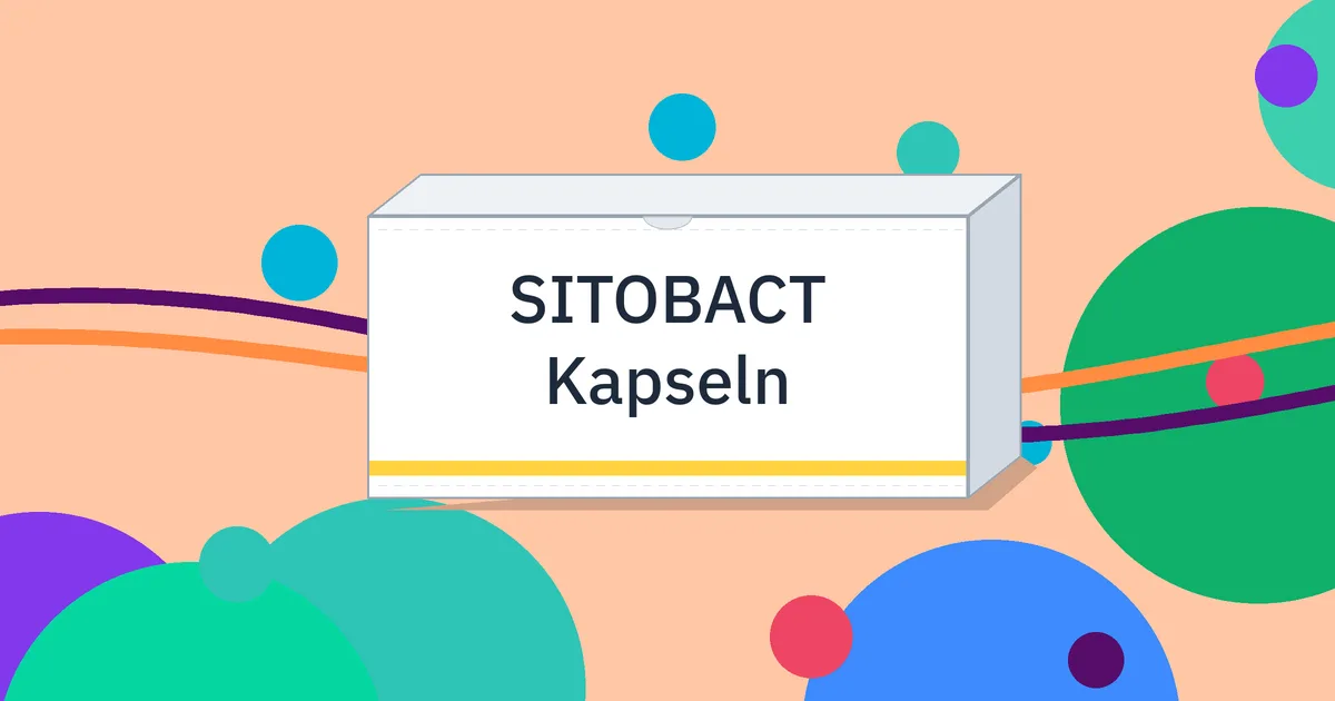 Symbolbild: Packung mit der Aufschrift SITOBACT Kapseln (PZN 07396751) – Verfügbarkeit und Bezug in Apotheken in Frankfurt am Main