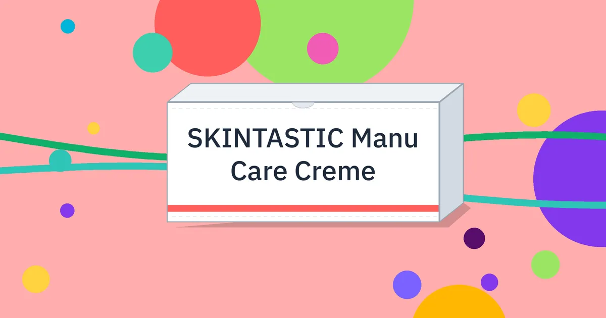 Symbolbild: Packung mit der Aufschrift SKINTASTIC Manu Care Creme (PZN 14544643) – Verfügbarkeit und Bezug in Apotheken in Frankfurt am Main