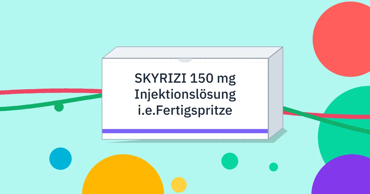 Symbolbild: Packung mit der Aufschrift SKYRIZI 150 mg Injektionslösung i.e.Fertigspritze (PZN 17888082) – Verfügbarkeit und Bezug in Apotheken in Frankfurt am Main
