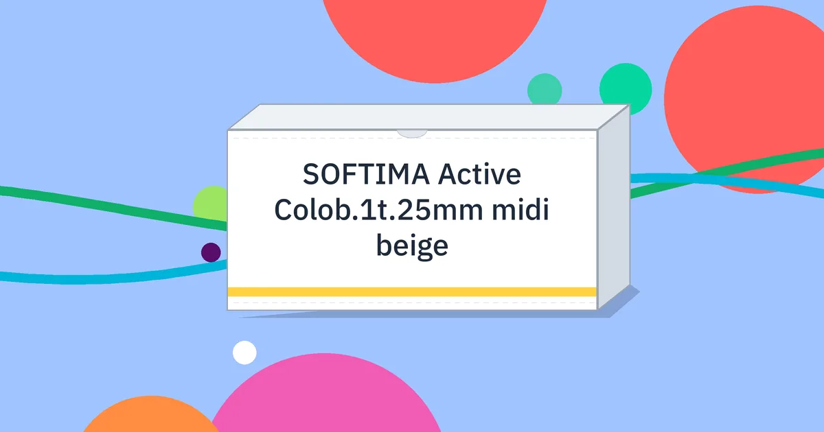 Symbolbild: Packung mit der Aufschrift SOFTIMA Active Colob.1t.25mm midi beige (PZN 09061670) – Verfügbarkeit und Bezug in Apotheken in Frankfurt am Main